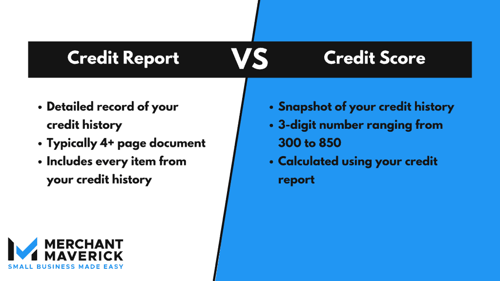 Credit Score VS Credit Report | Merchant Maverick
